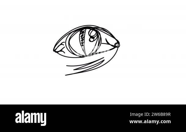 Self-drawing one line witch's eye on a white background. A sidelong ...