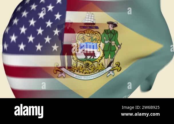 Delaware State USA Crumpled Fabric Flag Intro. USA Flag. State of ...
