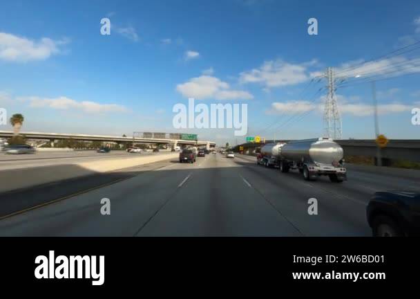 Los Angeles California USA - January 2020 Drive with increasing rush ...