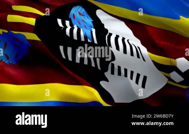 Eswatini waving flag. National 3d Swaziland flag waving. Sign of Swazi ...