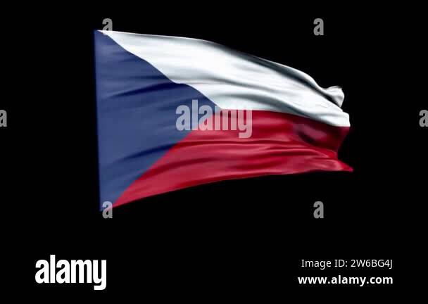Realistic Czechia flag is waving 3D animation. National flag of Czechia ...