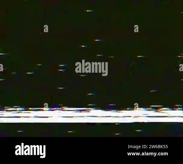 VHS real defects noise and artifacts, glitches from an old tape, black ...