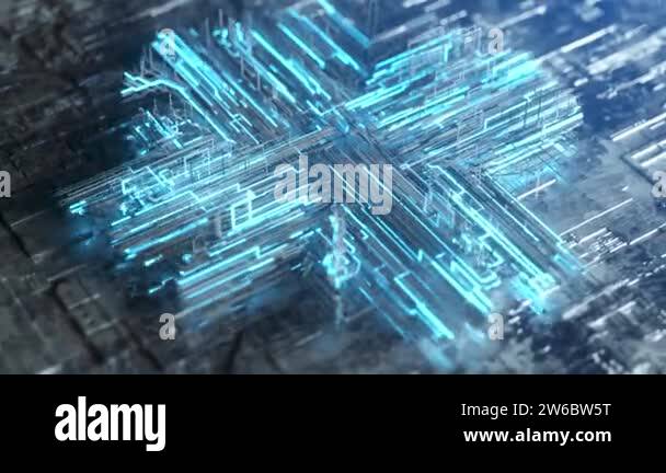 Abstract technological background from a fiber optic glowing beam ...