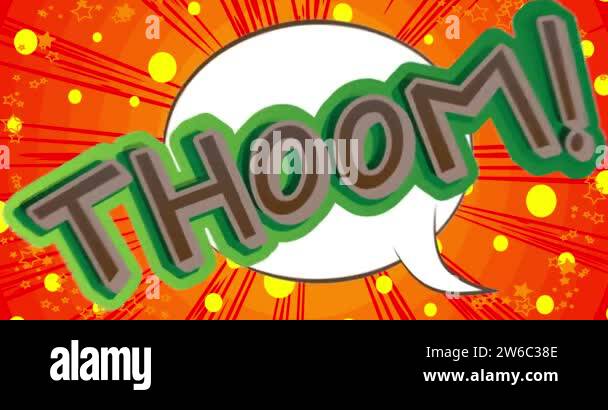 Thoom. Motion poster. 4k animated Comic book word text moving on ...