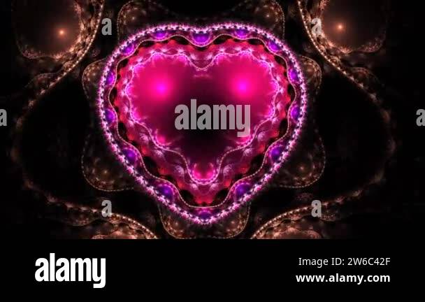 Heart HD animation. Animated fractal render, heart mutating, seamless ...