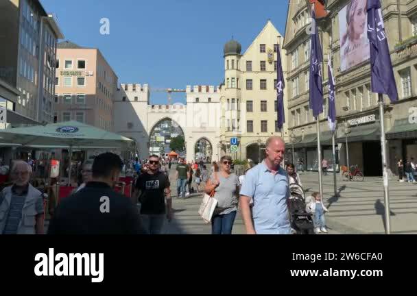 Munich, Germany - August 06, 2021: Neuhauser street( strasse) with ...