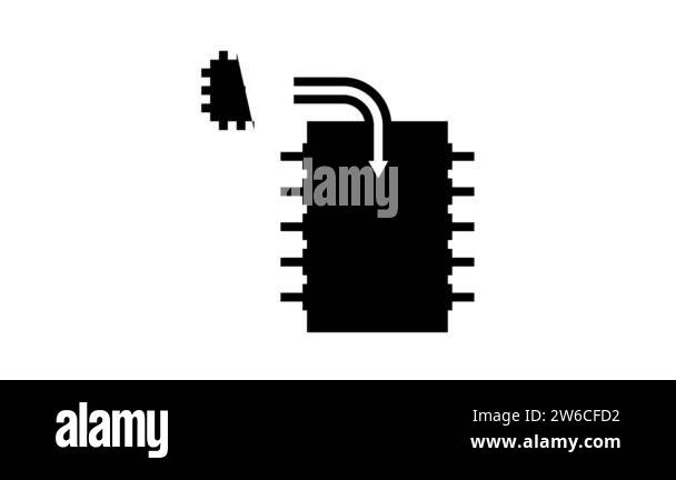chip installation semiconductor manufacturing line icon animation Stock ...