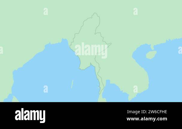 Map of Myanmar with pin of country capital. Myanmar Map with ...