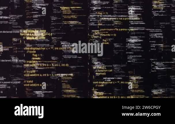 Computer background with many program codes. Animation. Animation of ...