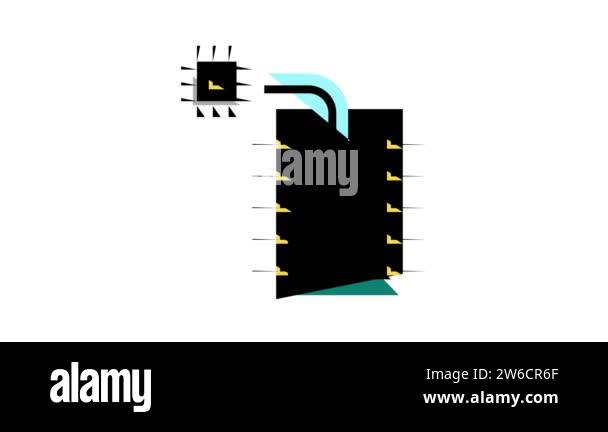 chip installation semiconductor manufacturing color icon animation ...