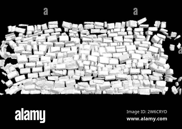 Wall explosion, destruction. 3D animation. Stonewall collapse, wall ...