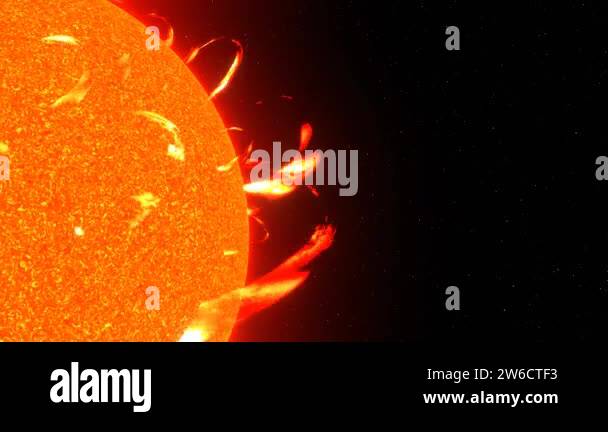 Solar activity. Flash on the Sun or Solar flare. Sun up close up in ...