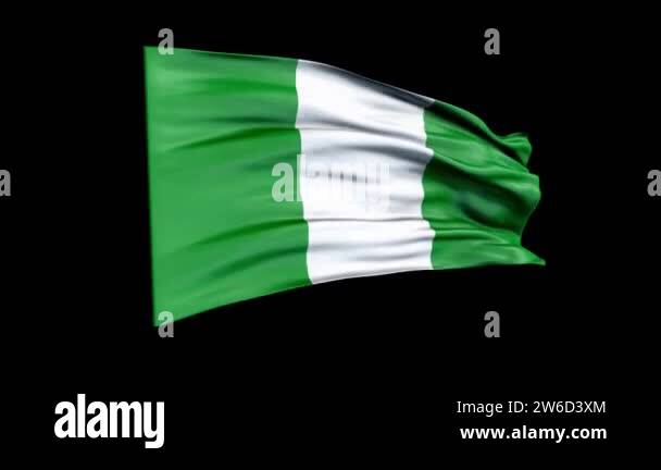 Realistic Nigeria flag is waving 3D animation. National flag of Nigeria ...