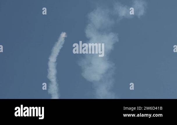 Kiev Ukraine July 2021 Overhead flying aircraft. Aircraft in formation ...