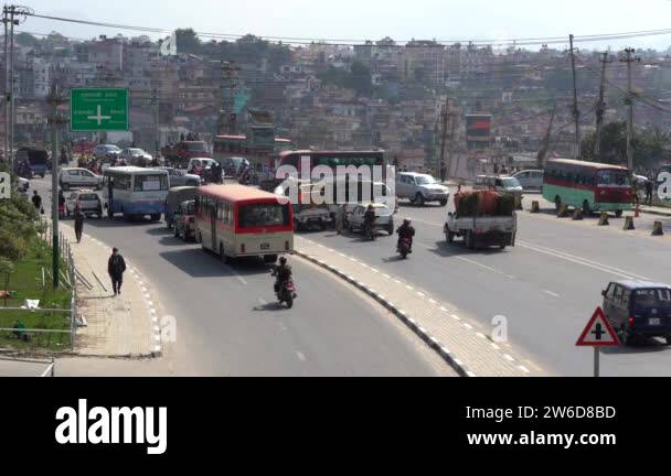 Kathmandu, Nepal - November 2, 2021: Traffic patterns at an ...