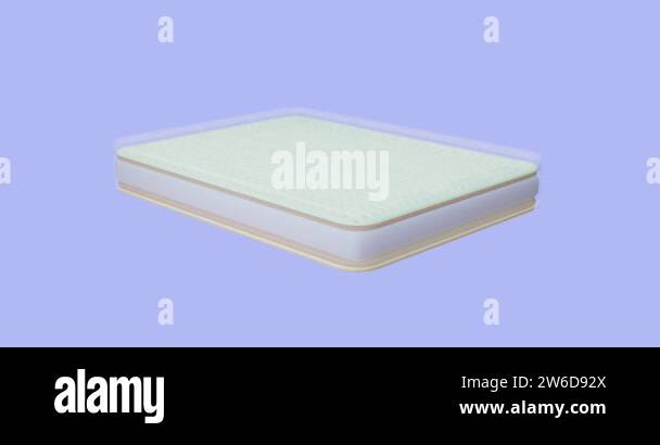 3d render animation of stylized mattress layering, bending of the upper ...