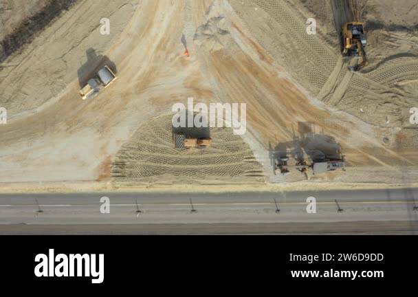 Above top view, overhead on blade leveling machine, grader, until is ...