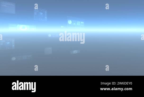 Animation of data processing and scopes scanning on screens over ...