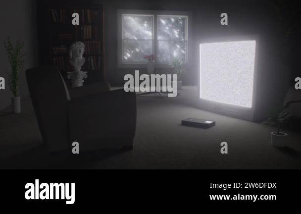 Sad Nostalgic Aesthetic 90s Living Room Scene and Static on CRT TV - 4K ...