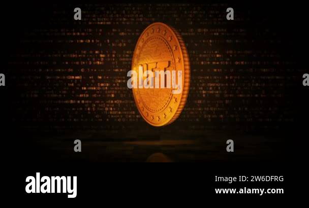 NFT Crypto art gold coin on loopable digital background. 3D seamless ...