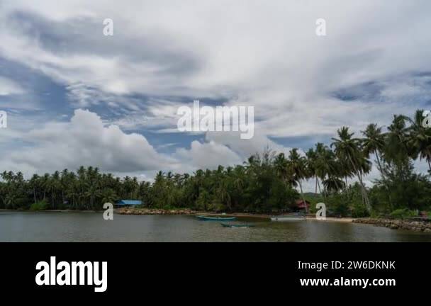 Coconut Trees at The Tropical Beach in Nias Island, North Sumatra ...
