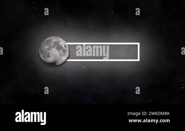 Loading bar complete full moon beeing processed at night background ...