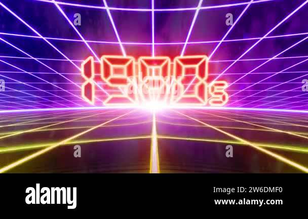 1980s retro 80s VHS tape video game intro landscape vector arcade ...