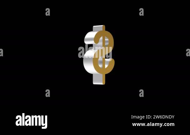 The dollar sign rotates on a black background with an alpha channel in ...