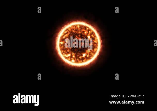 Sun animation. The red giant star isolated on a black background ...