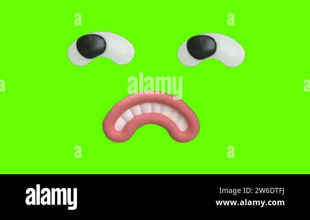 Funny Cartoon Face Reaction with eyes and mouth on green screen ...
