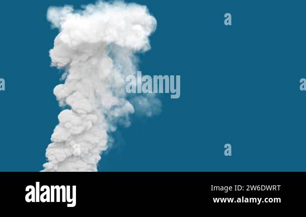 white dense carbon dioxide smoke column exhaust from power plant ...