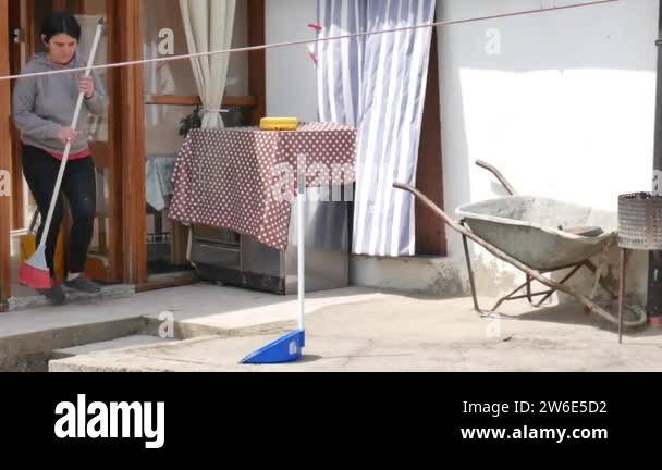 accidents while cleaning domestic house where a caucasian girl falls ...