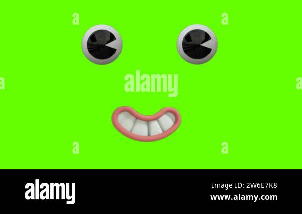 Funny Cartoon Face Reaction with eyes and mouth on green screen ...