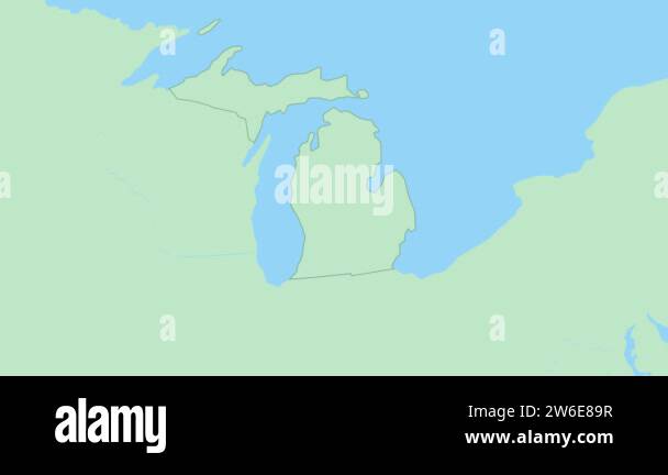 Map of Michigan with pin of country capital. Michigan Map with ...