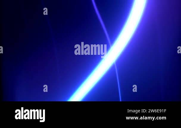 The blue neon plasma lines are glowing and moving on the black ...