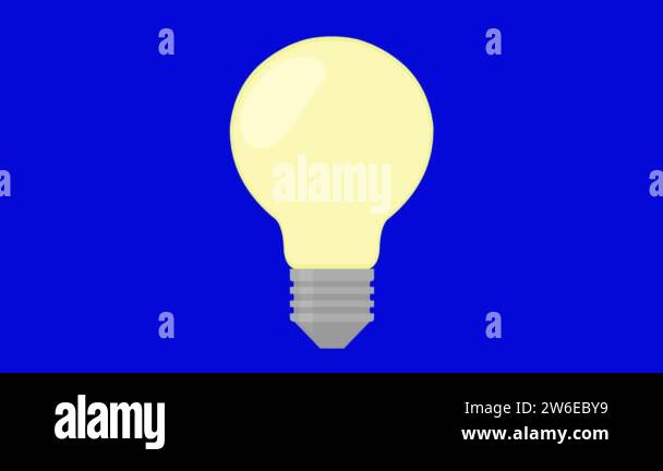 Loop animation of a light bulb turning on and off, on a blue chroma key ...