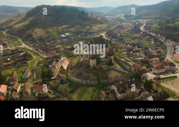 Drone footage of Biertan fortified Church in Sibiu county, Romania ...