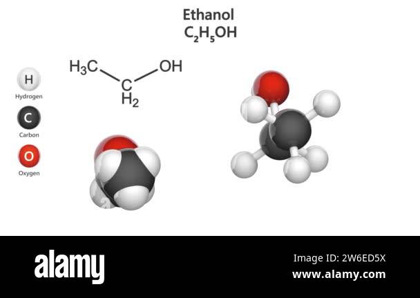 Structural chemical formula and molecular structure of Ethanol ...