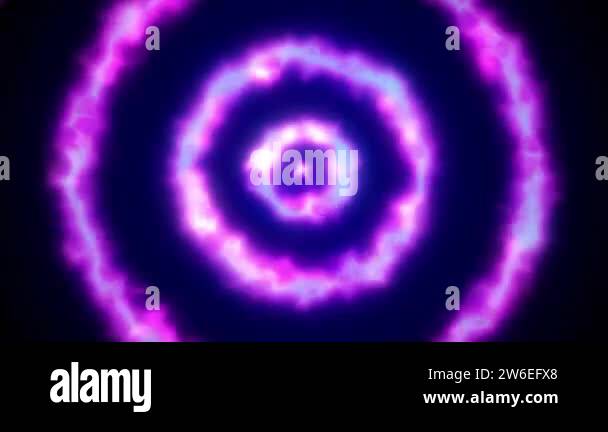 Geometric purple circles of looped animation, magnified on a black ...