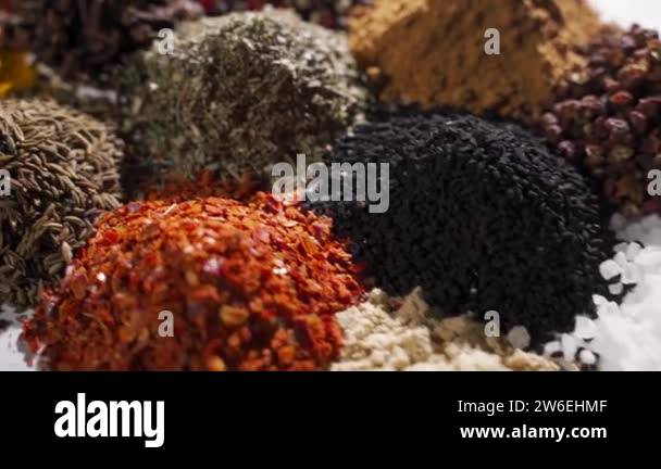 Piles herbs spice powders Fragrant aromatic natural and good for health ...