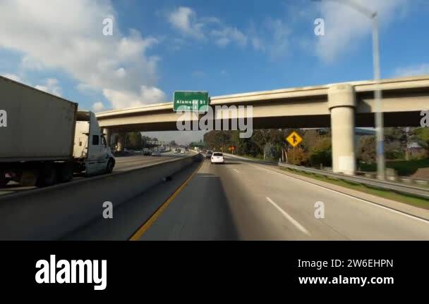 Los Angeles California USA - January 2020 Drive with increasing rush ...