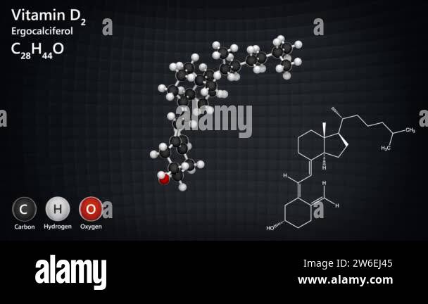 Chemical structure of Vitamin D2 (Ergocalciferol). Also known as ...