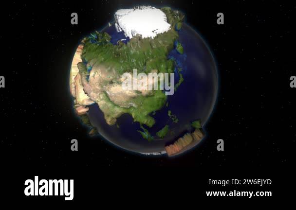 Earth space extruded turning spinning globe world blue marble satellite ...
