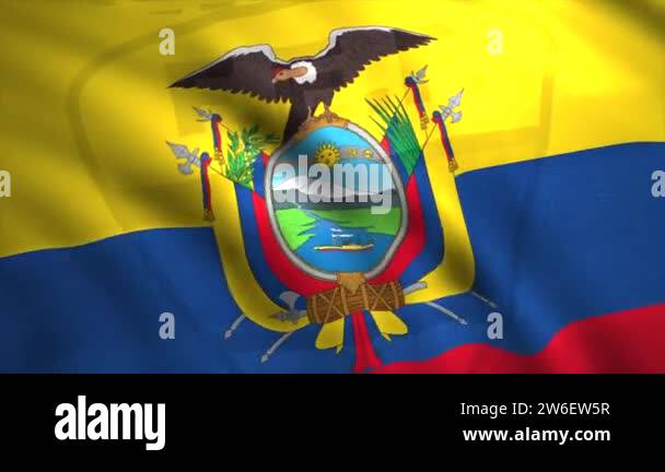 Ecuador flag waving animation with an eagle spreading its wings. Motion ...
