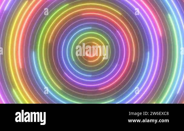 Rainbow Neon Saber Circle Ring Halo Waves Rotate Laser Lights Flash - 4K Seamless VJ Loop Motion ...