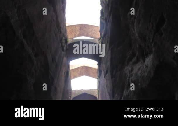 Open Hall Way Ceiling Near Stairs - Tilt - Up To Down Stock Video ...