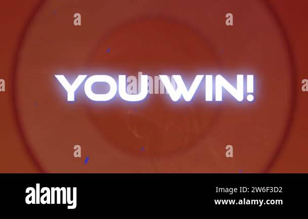 Animation of you win text over multiple orange circles. digital ...