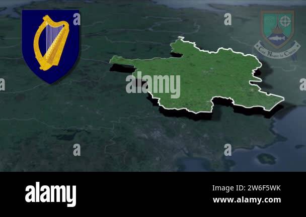 Counties of Ireland Meath whit Coat of arms animation map Stock Video ...
