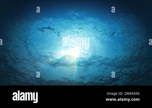 Beautiful Underwater Sun Light Beams Shining Through the Deep Blue ...