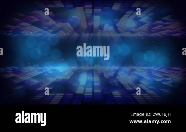 Animation of flashing light wall and blue spots of light on dancefloor ...
